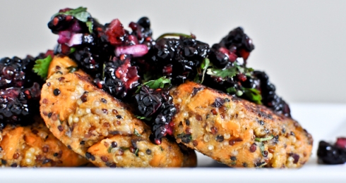 Sweet Potato Quinoa Cakes with Blackberry Salsa - Dherbs Recipes
